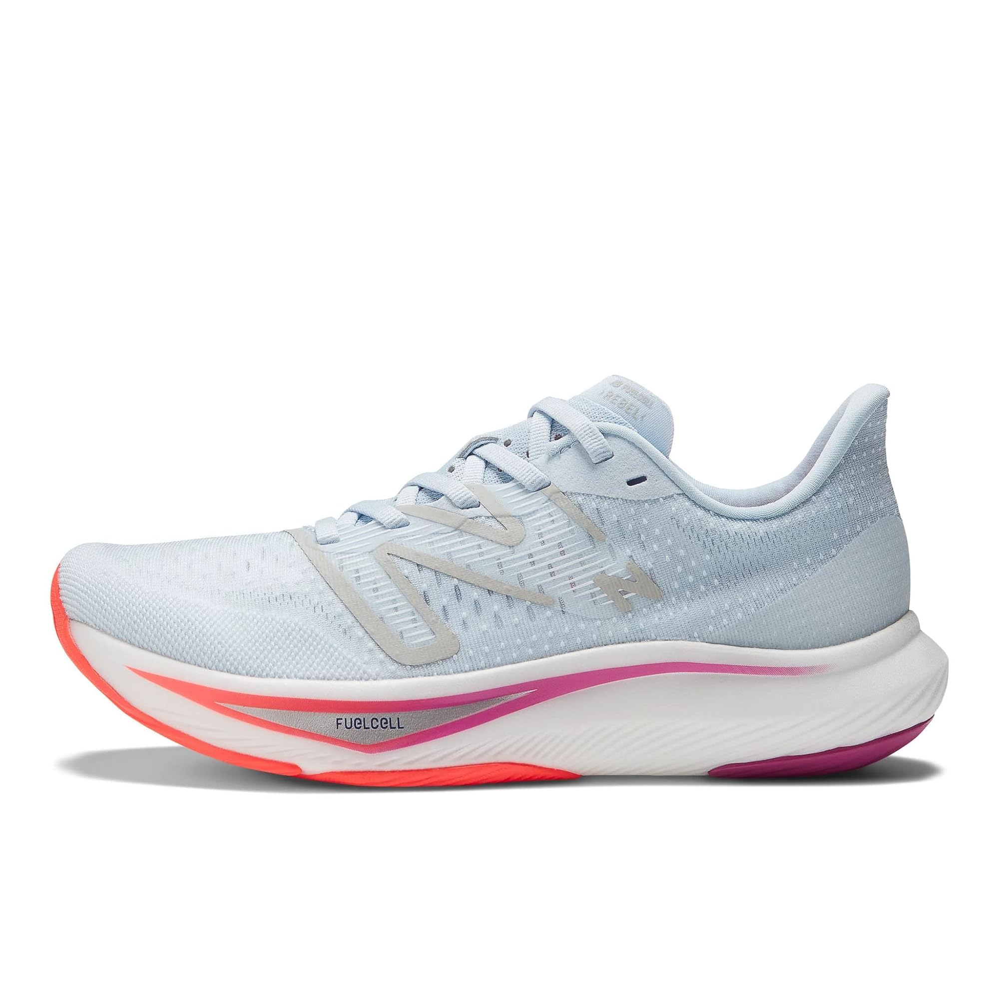 New Balance Women's FuelCell Rebel V3 Running Shoe, Starlight/Electric Red/Magenta Pop, 8.5