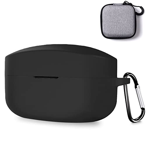 for Sony WF 1000XM4 Case Cover Monochrome Design, Smooth Surface Soft Silicone Material WAMOY WF-1000XM4 Protective Case (Black)