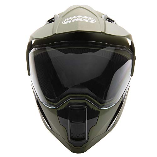 MMG Helmet Dual Sport Off Road Motorcycle Dirt Bike ATV - FlipUp Visor - Model 23 (Large, Green)