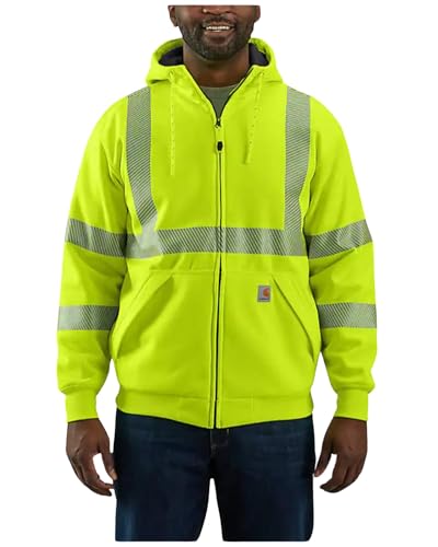 Carhartt Men's High Visibility Loose Fit Midweight Thermal Lined Full Zip Class 3 Sweatshirt, Brite Lime, X-Large