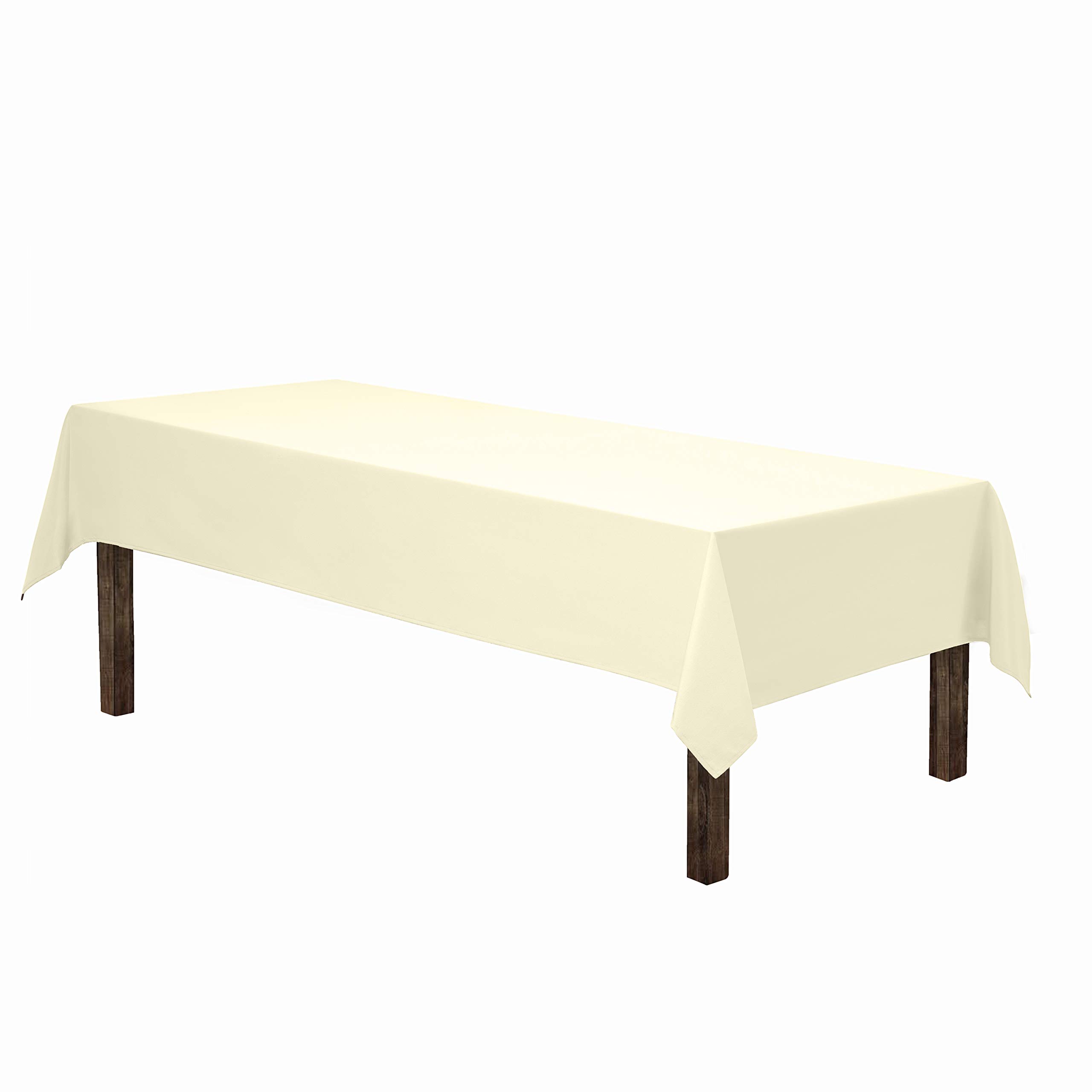 Gee Di Moda Rectangle Tablecloth - 60 x 102 Inch Ivory Table Cloth for 6 Foot Rectangle Table - Heavy Duty Washable Fabric - for 6 Ft Buffet Table, Holiday Party, Dinner, Wedding & Baby Shower