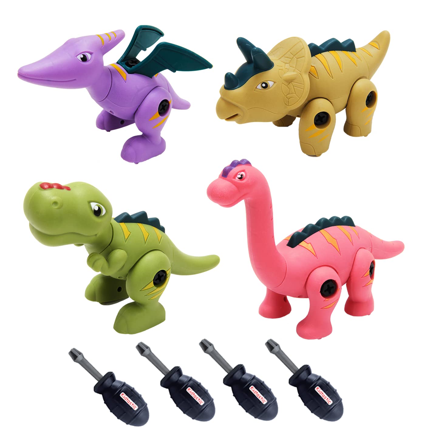 Kidtastic Take Apart Dinosaur Building Set for Kids Ages 3-9 and Up | Fun with T-Rex, Alamosaurus, Triceratops & Pterodactyl Toys | Educational & Creative STEM Play for Boys & Girls