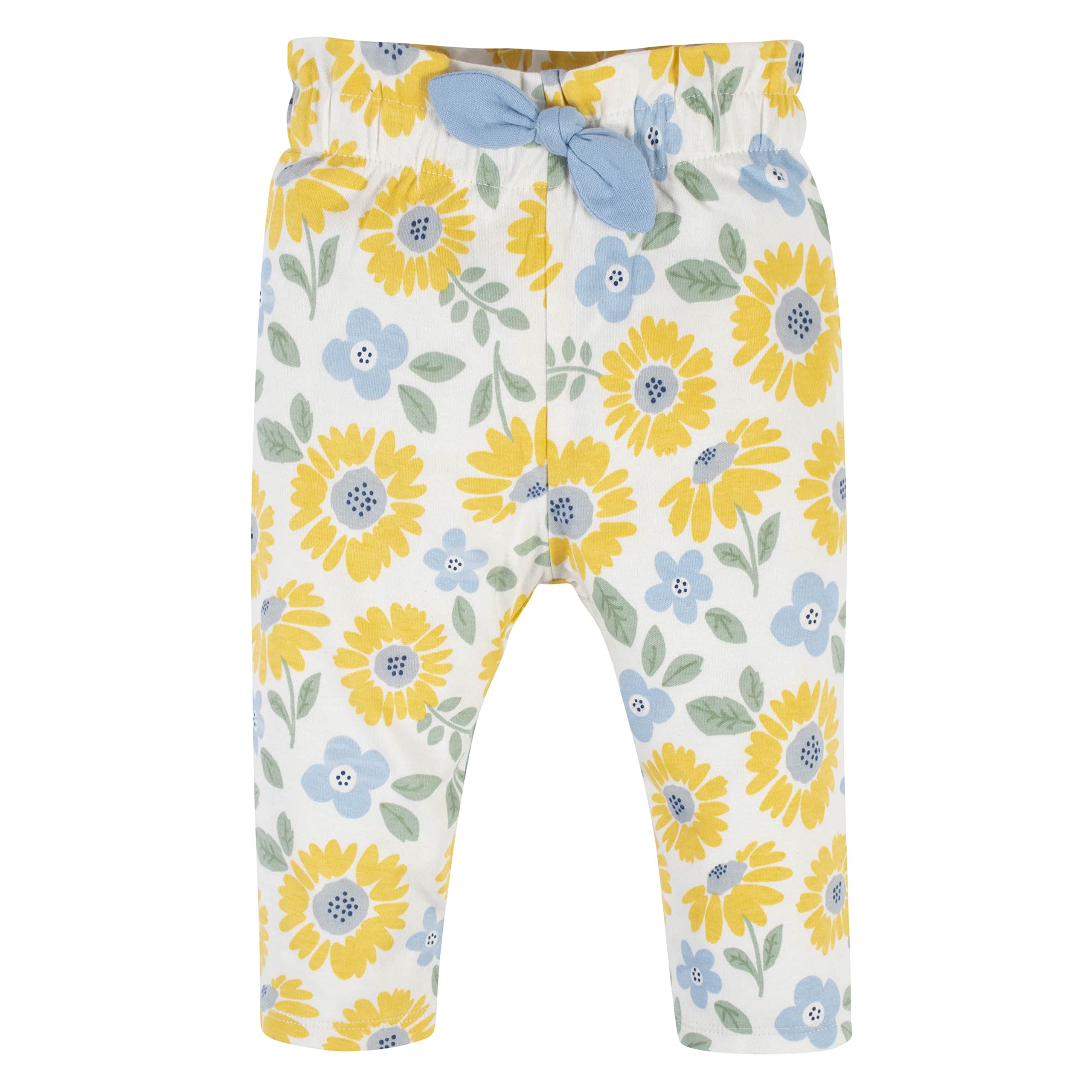 Gerber Baby Girls Long Sleeve Onesies 3-Piece Bodysuit, Pants & Headband Set, Yellow Sunflower, 3-6 Months US