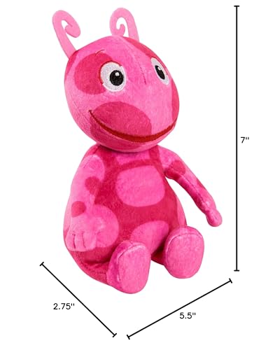 Just Play Backyardigans 7-inch Small Bean Plush Stuffed Animal, Uniqua, Pink, Bean Filled Bottom, Kids Toys for Ages 3 Up