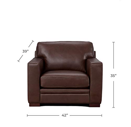 Hydeline Dillon Top Grain Leather Sofa and Chair Set, Brown