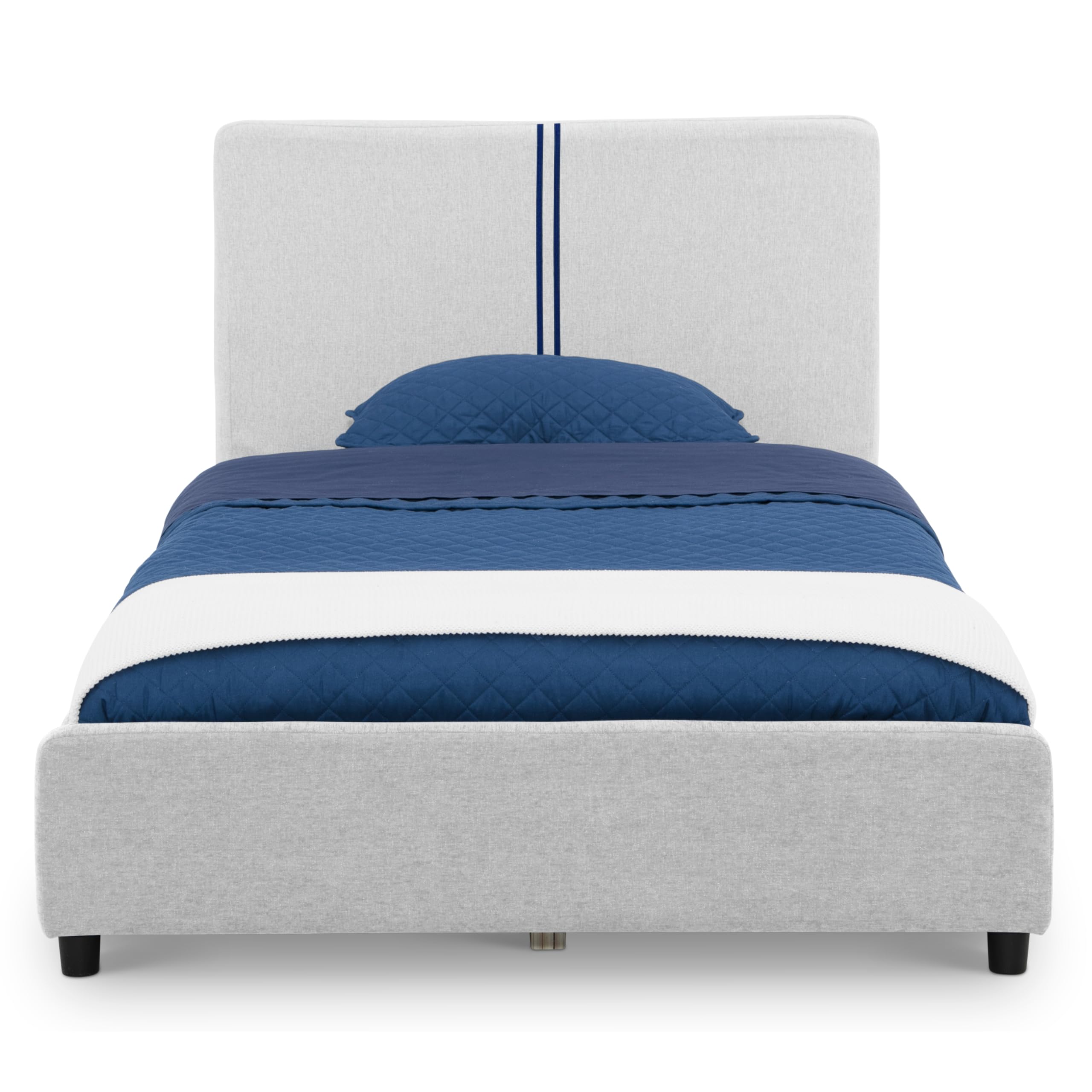 Delta Children Upholstered Twin Size Bed with Round Headboard, Premium Wood Slat Support, No Box Spring Needed, Easy Assembly, Pink/Velvet Quilted