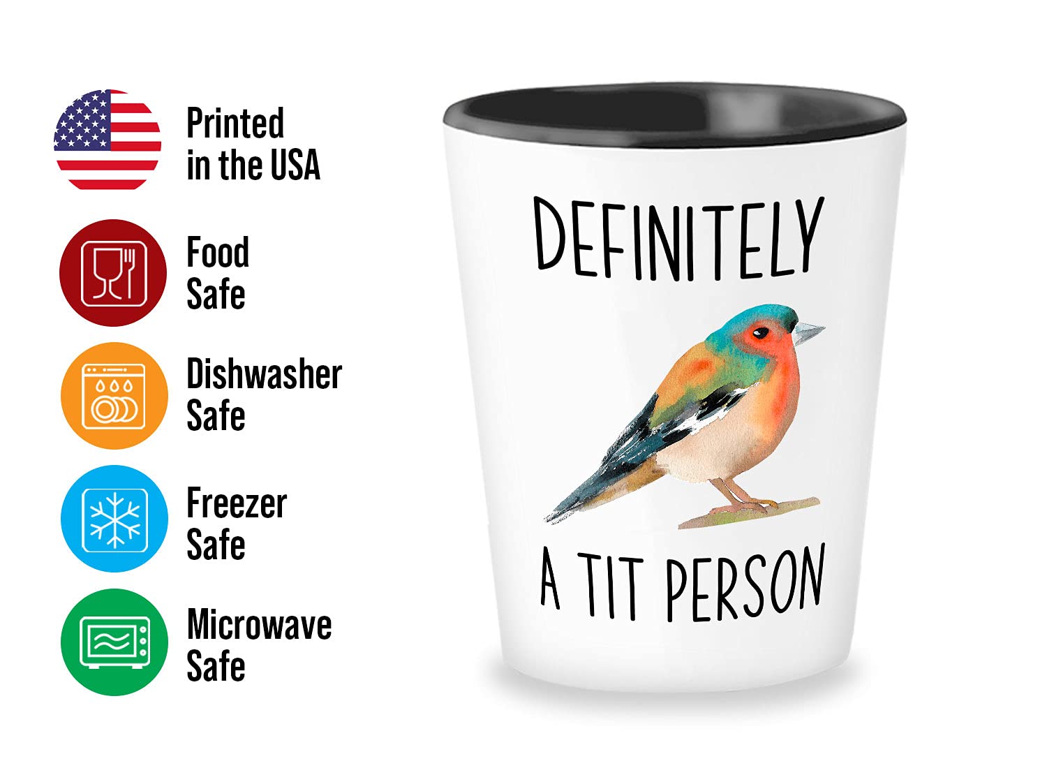Bubble Hugs Bird Lover Shot Glass 1.5oz - Definitely A Tit Person - Bird Owner Pet Owner Funny Animal Lover Ornithology