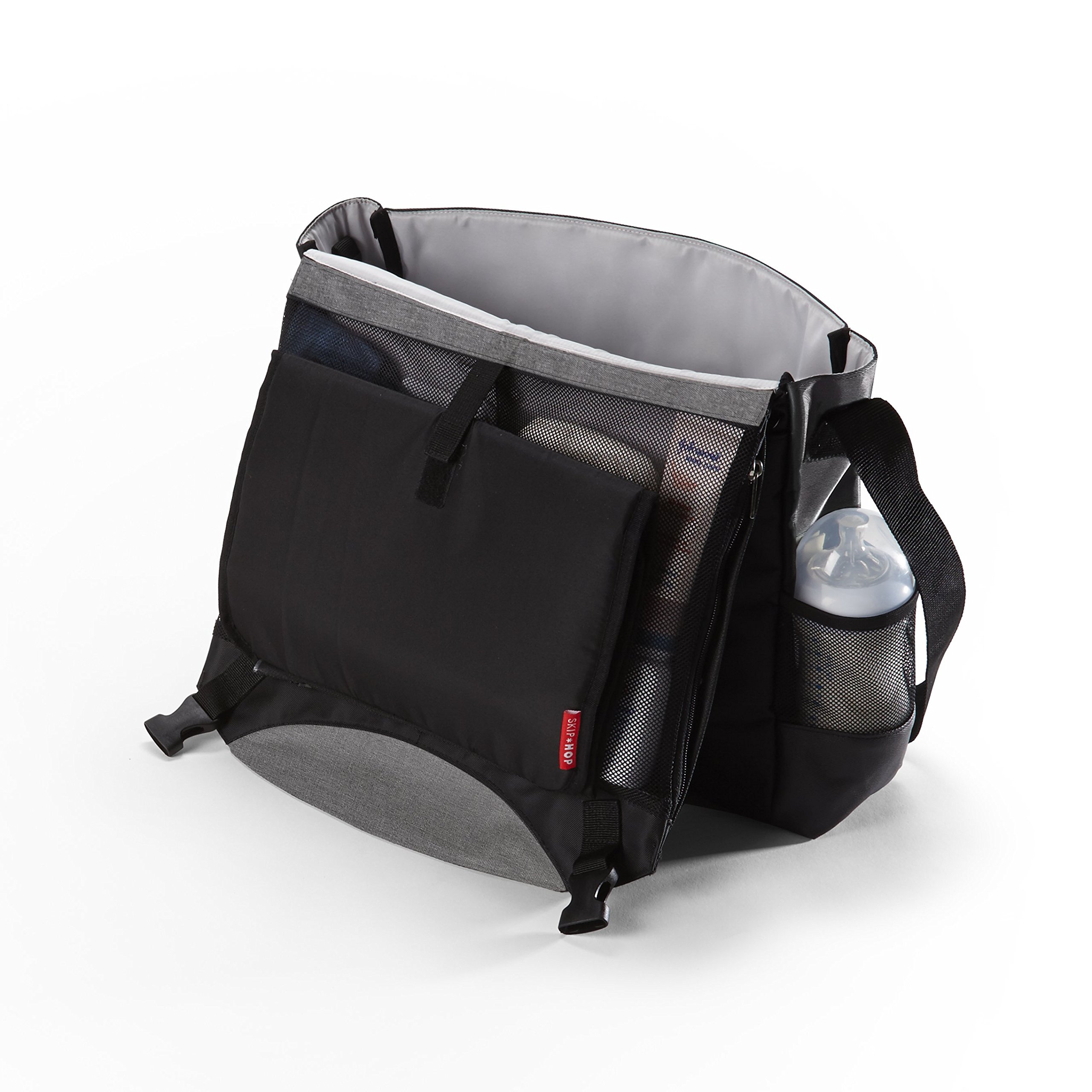 Skip Hop Baby All-in-One Swift Changing Station Messenger Diaper Bag, Heather Grey