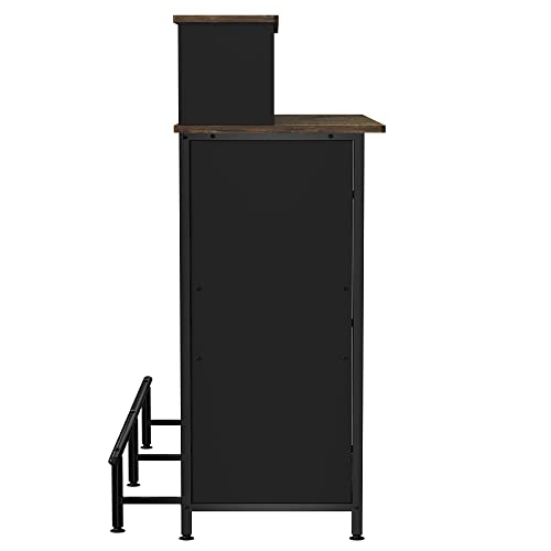 GDLF Home Bar Unit Mini Bar Liquor Bar Table with Storage and Footrest for Home Kitchen Pub (Brown)