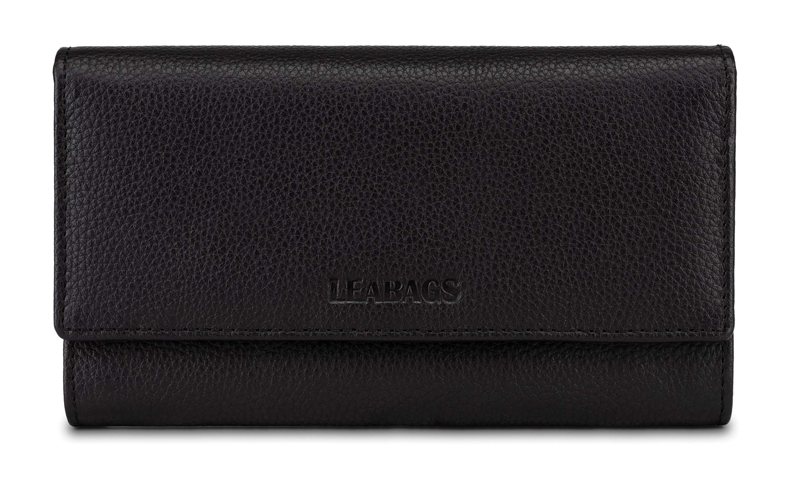 LEABAGS Leather Wallets for Women - RFID Blocking Button Closure 18 credit card slots - Women's Wallets Small Genuine Leather Bifold Compact
