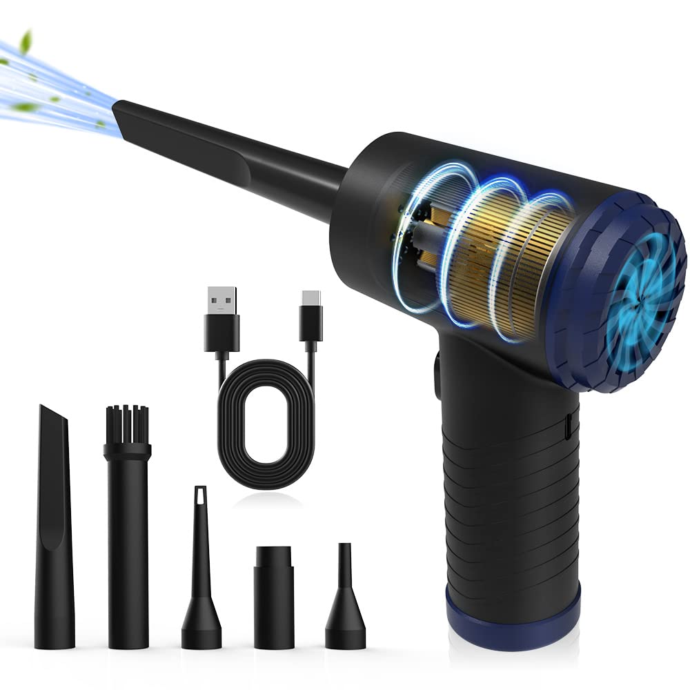 Compressed Air Duster -Computer Mainframe and Keyboard Cleaner-Tankless Air Duster - Reusable - Good Replacement for Compressed Air Cans - 3 Gear to 100000RPM Electric Air Duster Portable -7800mAh