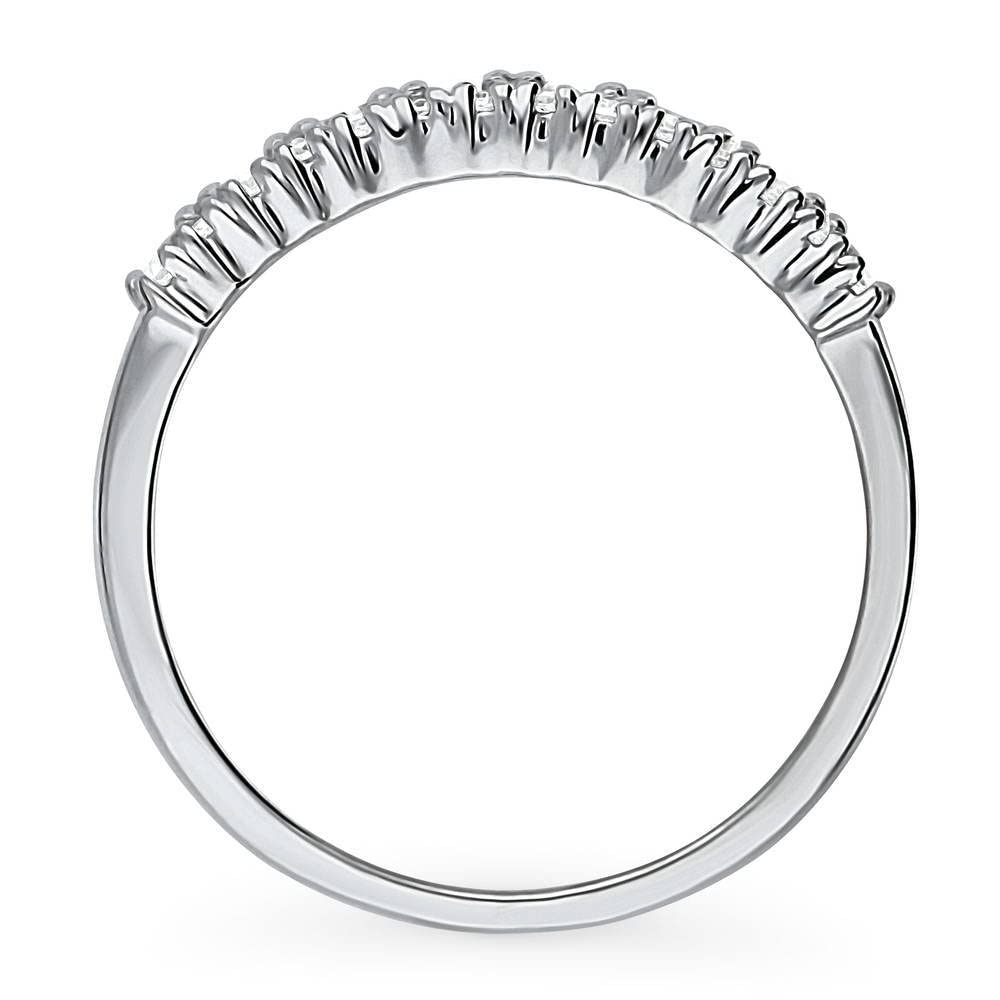 BERRICLE Sterling Silver Wedding Rings Channel Set Cubic Zirconia CZ Statement Anniversary Half Eternity Ring for Women, Rhodium Plated Size 8.5