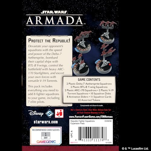 Star Wars: Armada Republic Fighter Squadrons EXPANSION PACK - Tabletop Miniatures Strategy Game for Kids & Adults, Ages 14+, 2 Players, 2 Hour Playtime, Made by Atomic Mass Games