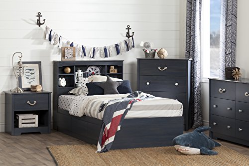 South Shore Aviron Bookcase Headboard, Twin, Blueberry
