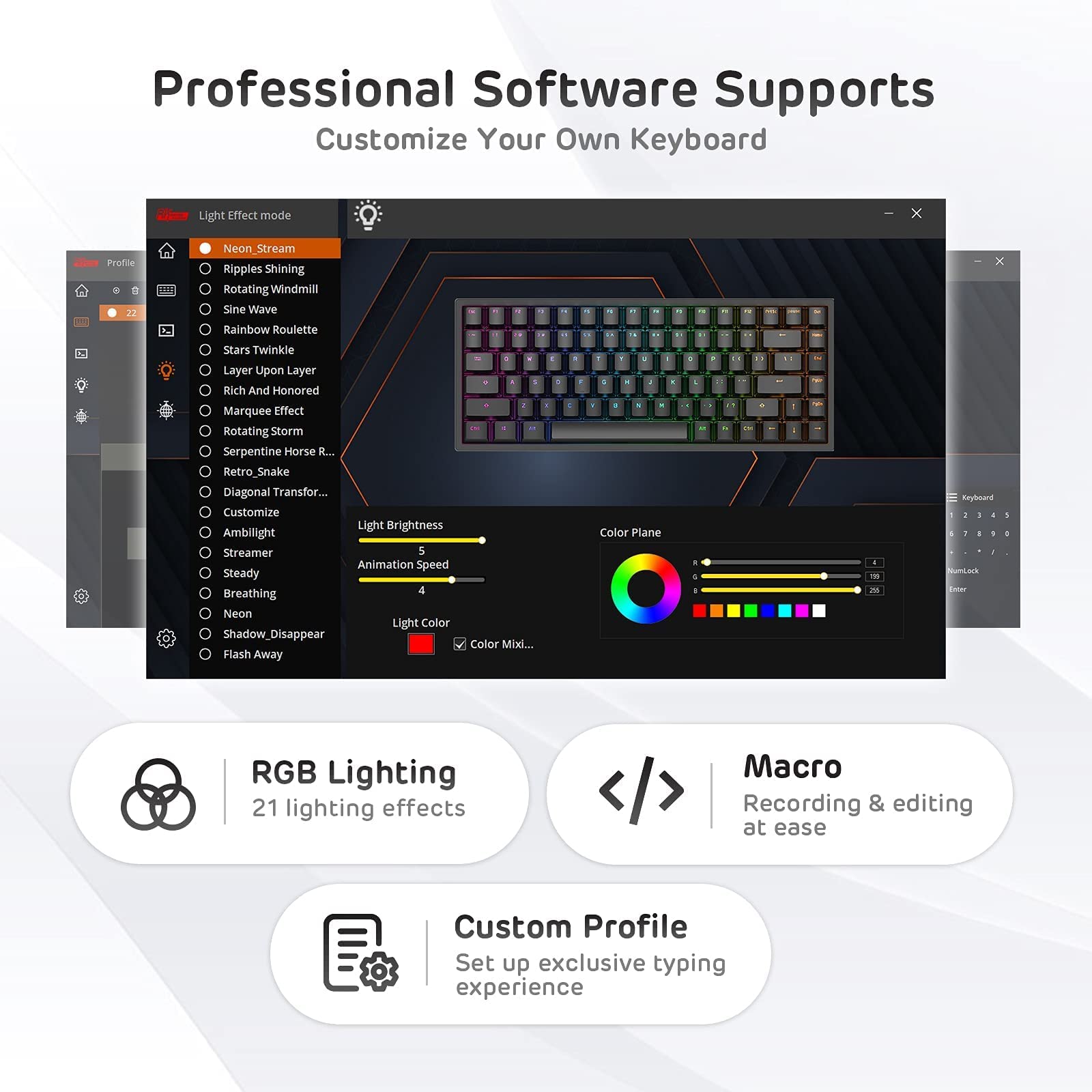 RK ROYAL KLUDGE RK84 Pro RGB 75% Triple Mode BT5.0/2.4G/USB-C Hot Swappable Mechanical Keyboard, 84 Keys Wireless Gaming Keyboard with Aluminum Frame, Quiet Red Switch
