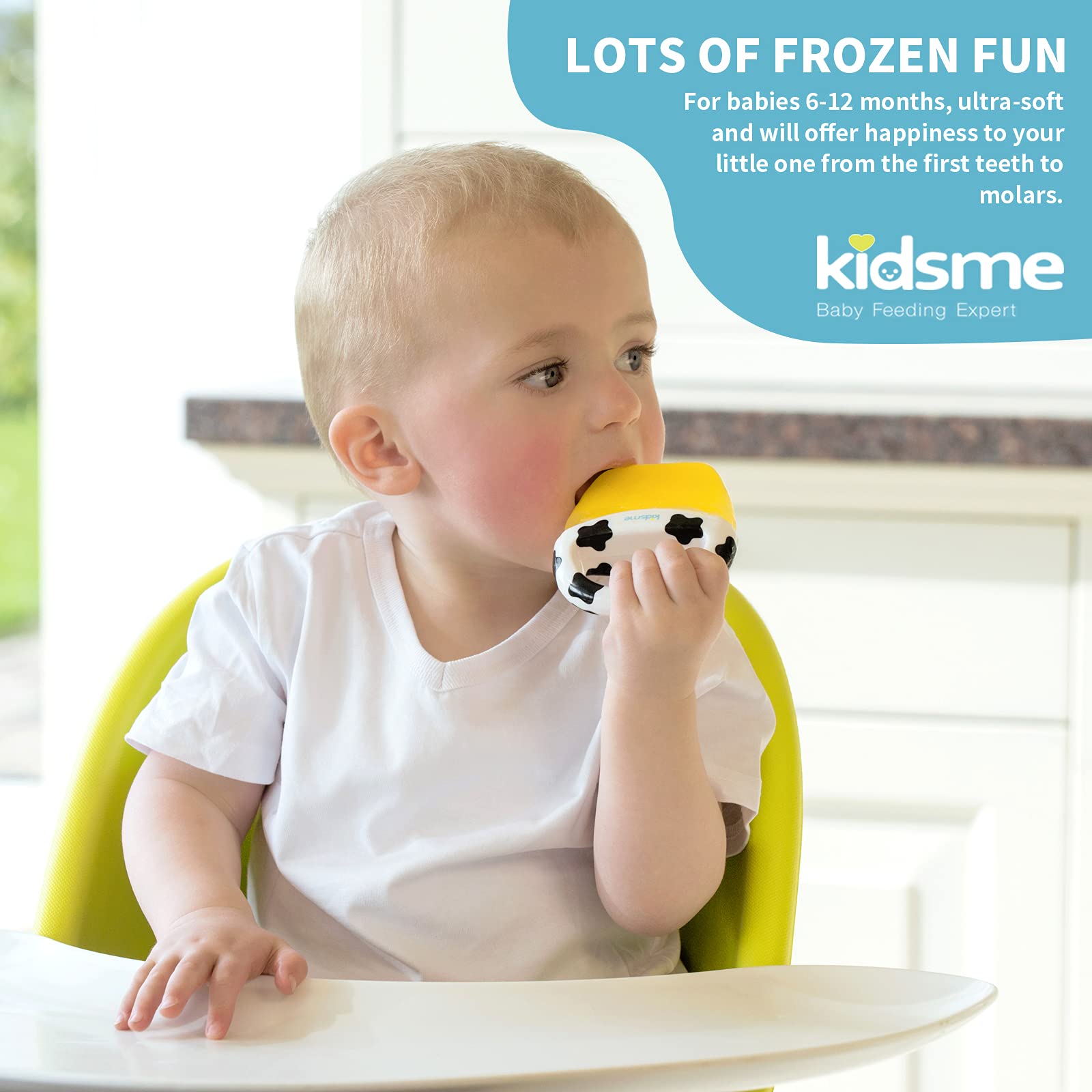 Kidsme Cooling Teething Rings for Babies, Baby Teether for Babies 0-6 Months, BPA-Free Silicone Baby Teething Toys for Breastmilk, Smoothies, Water, Purees, Juice & More