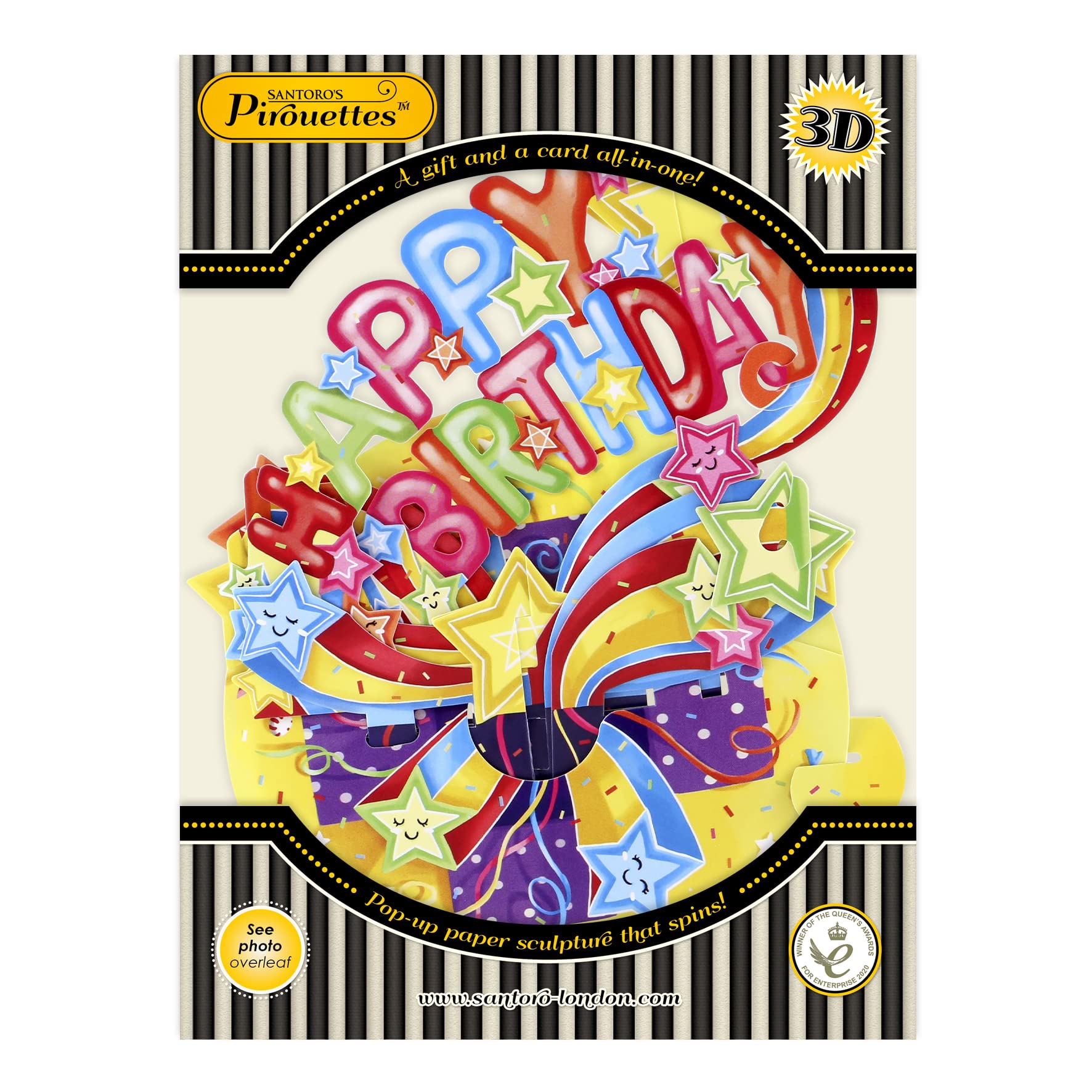 SANTORO Pirouette - 3D Pop Up Birthday Card - Shooting Stars - For Him, For Her, For Adults, For Kids - Birthday Gift - Interactive Card - Collectible Card - Creative Invitations, Unique Centerpieces, Memorable Decorations