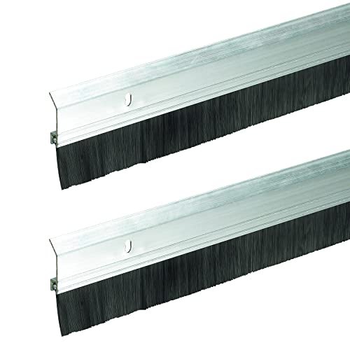 Frost King SB36 Extra Brush Door Sweep, 2-inch X 36-inch Long, Silver-Aluminum - 2-Pack