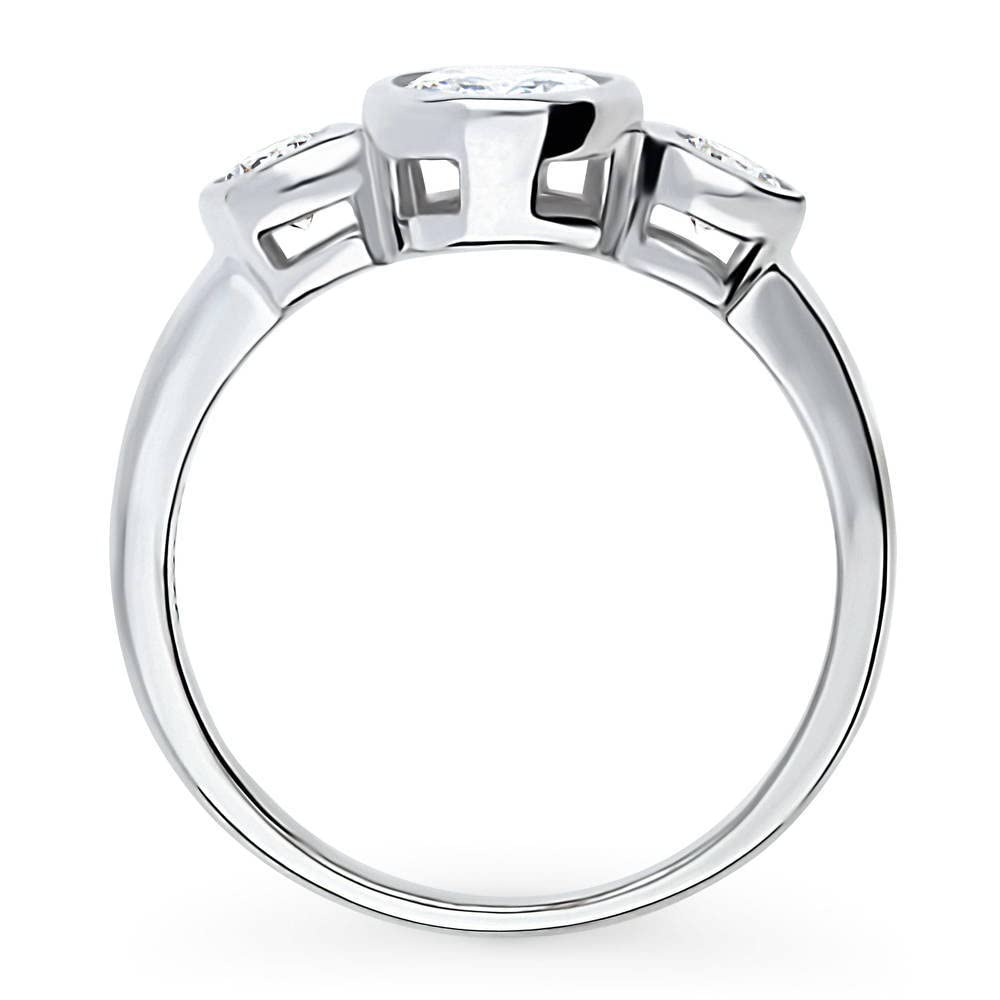 BERRICLE Sterling Silver 3-Stone Wedding Engagement Rings Oval Cut Cubic Zirconia CZ Anniversary Promise Ring for Women, Rhodium Plated Size 8