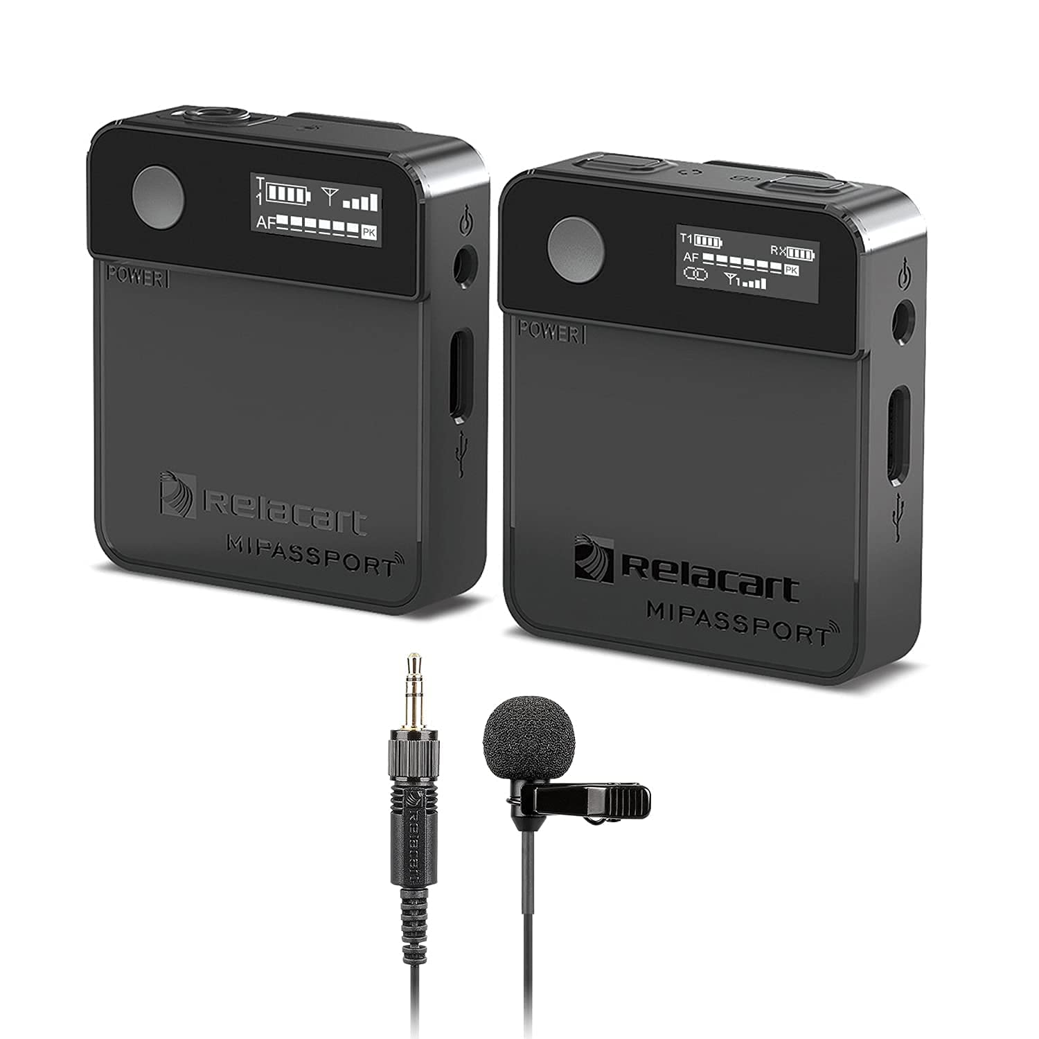RELACART Wireless Lavalier Microphone System, Mi1 2.4GHz Wireless Lapel Mic with 1 Transmitter, 1 Receiver and 1 Lavalier Microphone Compatible with DSLR, Camera, Camcorder, Smartphone, iPhone