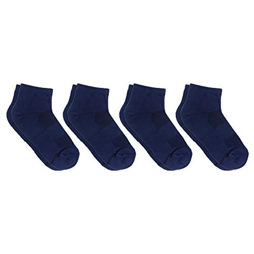 BambooMN Women's Rayon from Bamboo Athletic Quarter Crew Sock for Home Travel Work and Sport -Extra Large - Navy - 4 Pairs