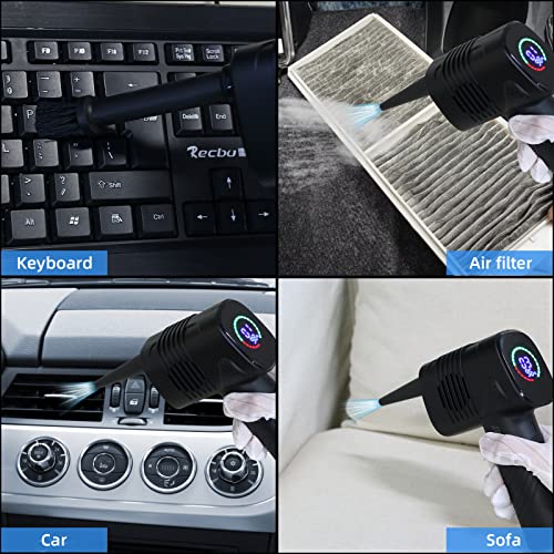 Compressed Air Duster, 3 Speeds Cordless Air Blower for Computer Keyboard Electronics Cleaning,【Brushless Motor】,LED Display,7600mAh Rechargeable Battery, Reusable Dust Destroyer