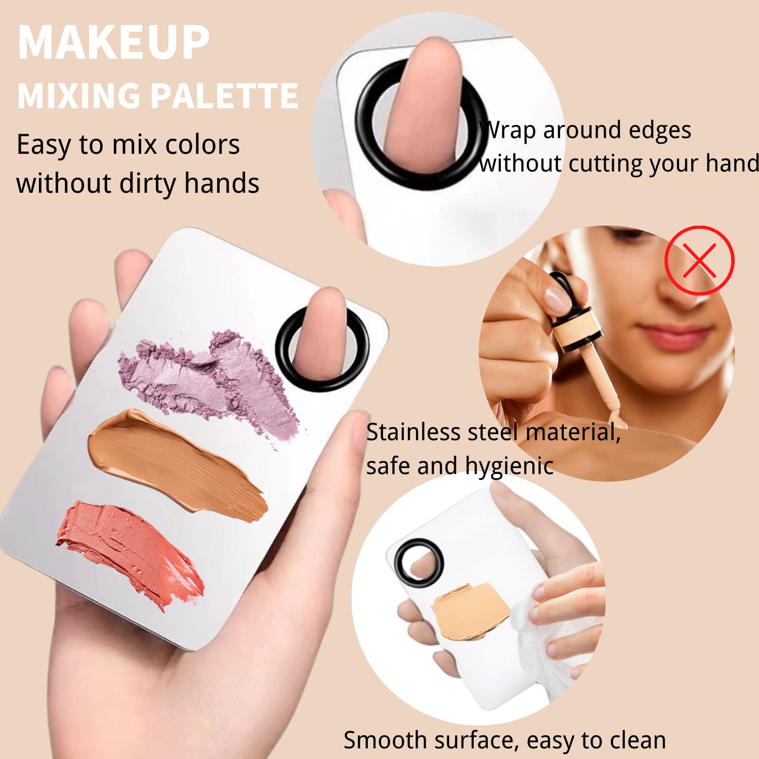 CKONXE 5pcs Makeup Spatula Korean Set, Stainless Steel Make Up Palettes and Spatula, Makeup Mixing Palettes Cosmetic Spatula Tool