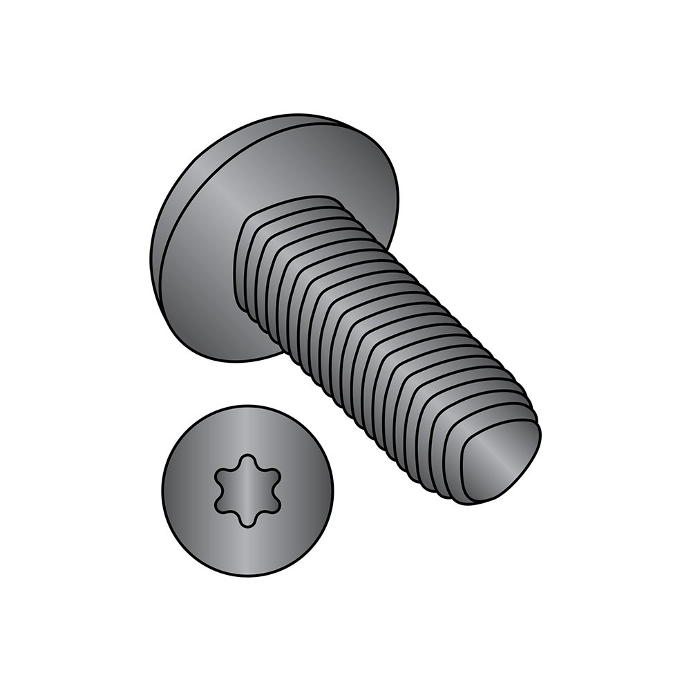 Small Parts 0604RTPB Steel Thread Rolling Screw for Metal, Black Oxide Finish, Pan Head, Star Drive, #6-32 Thread Size, 1/4" Length (Pack of 100)
