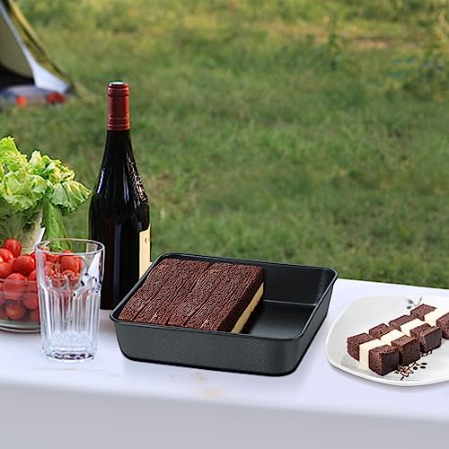 E-far 8x8 Inch Square Baking Pan with Lid Set, Nonstick Square Cake Pans Metal Bakeware for Oven Cooking Lasagna Brownies, Stainless Steel Core & Easy Release, 4 Pieces(2 Pans+2 Covers)
