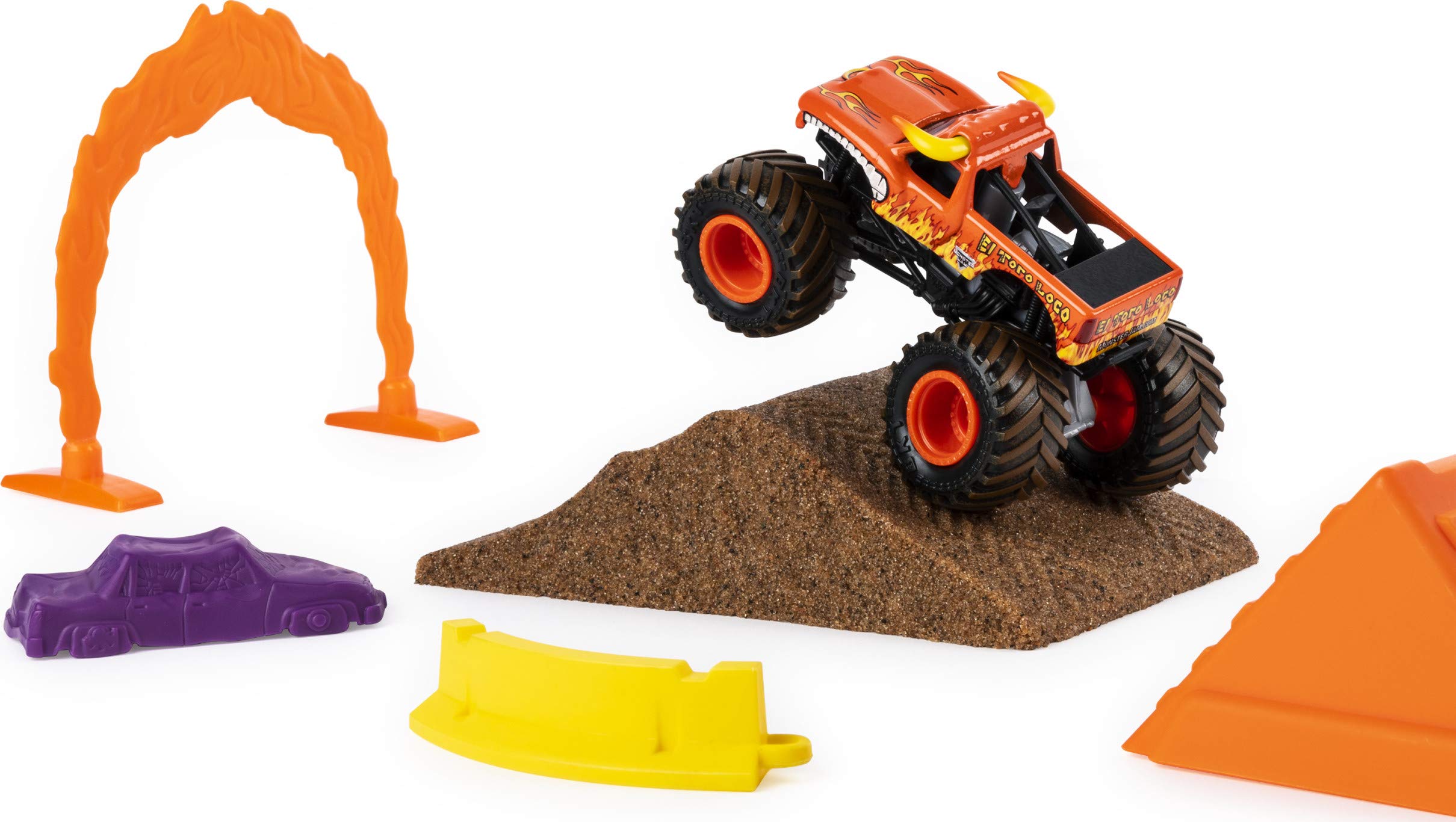 Monster Jam, El Toro Loco Monster Dirt Deluxe Set, Featuring 16oz of Monster Dirt and Official 1:64 Scale Die-Cast Monster Jam Truck