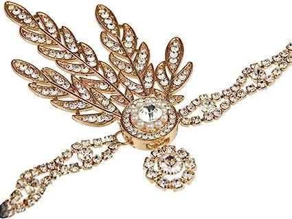 Ro Rox 1920's Great Gatsby Party Boho Bridal Wedding Flapper Headband Headpiece - Gold