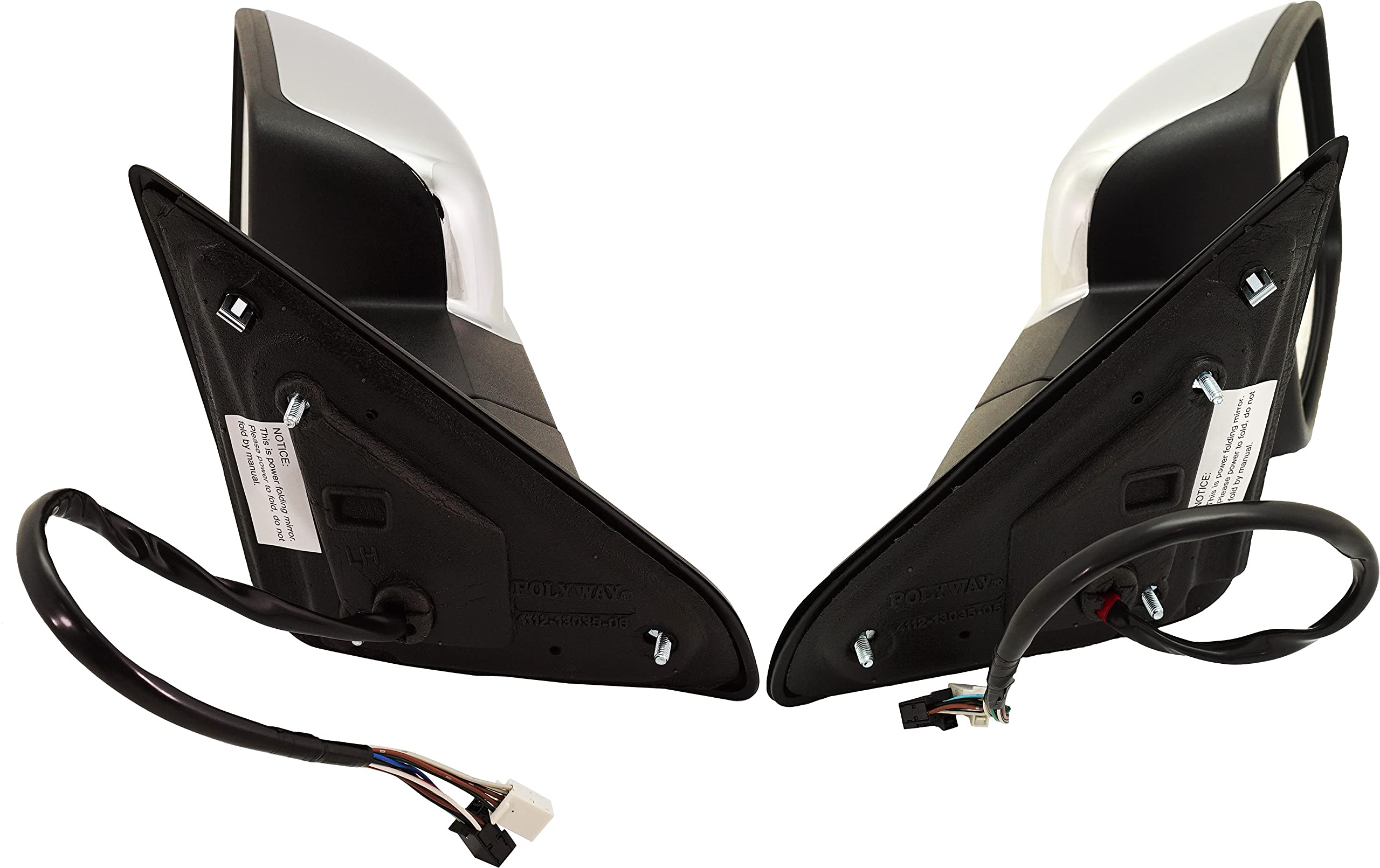 Kool Vue Driver & Passenger Side Power Heated Mirrors for Ram 1500 2500 2014-2018 Power Fold With Signal Light & Puddle Lamp Chrome