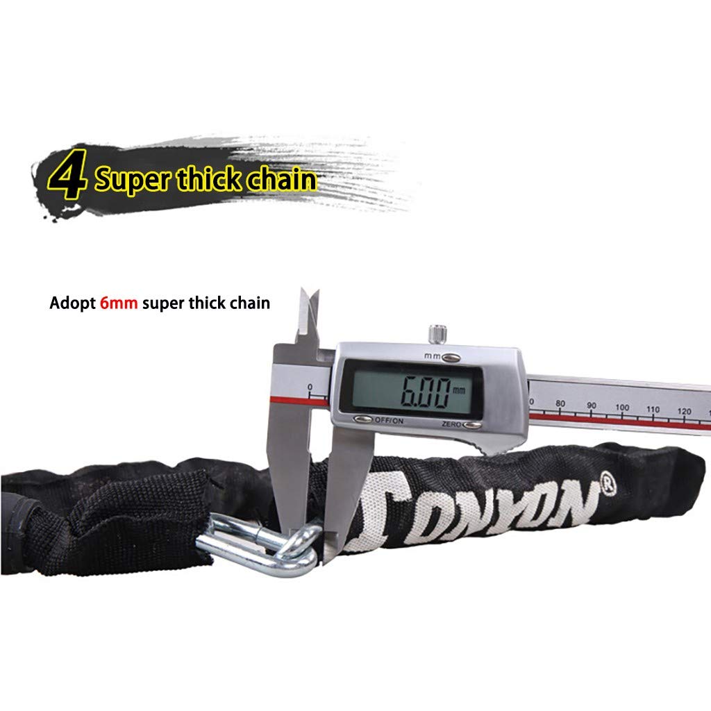Bike Combination 5-Digit for Bicycle Coiling Chain Lock Lock Bicycles Keyless Bike Accessories Bicycle Saddle Bags (Balck, One Size)