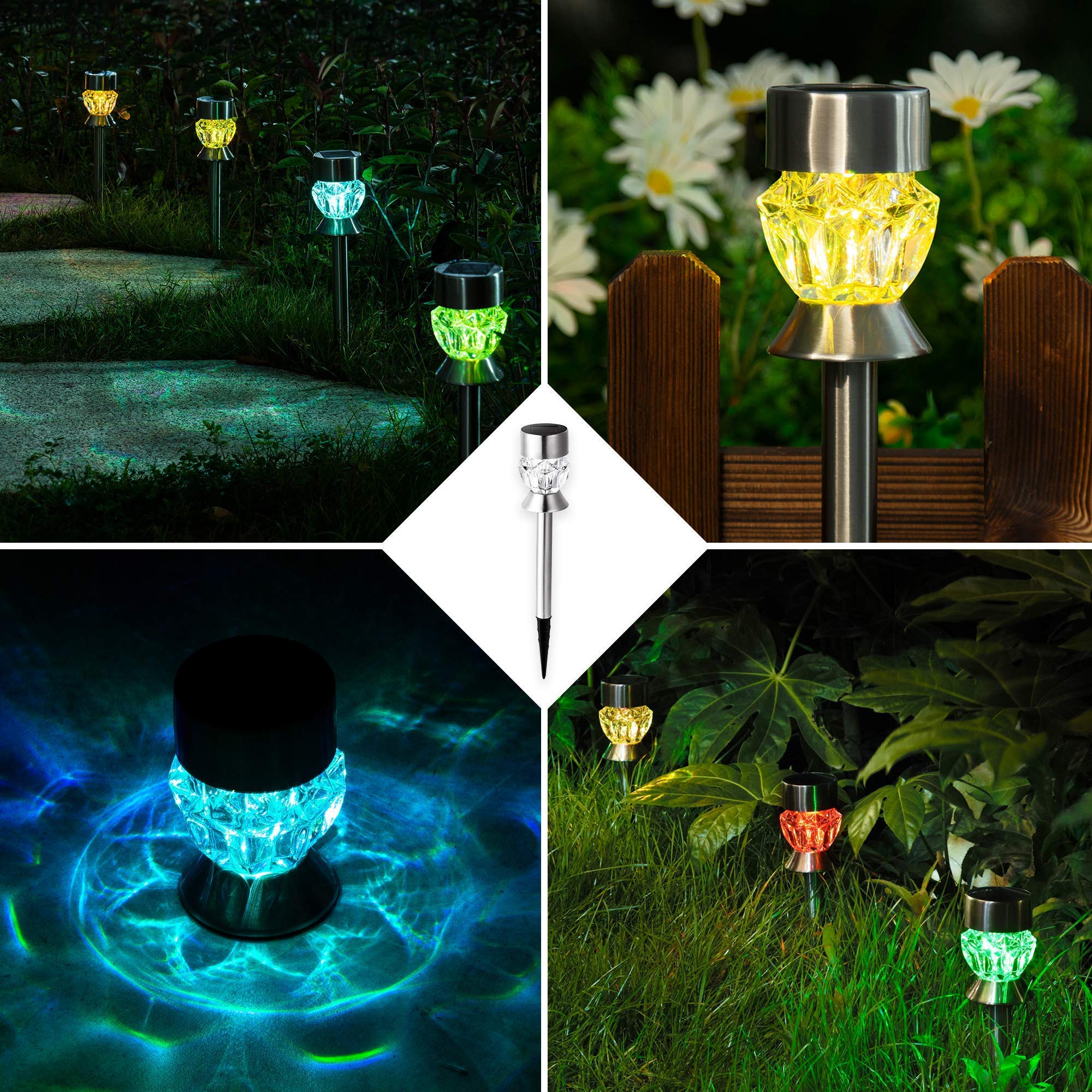 SOLPEX 14 Pack Solar Pathway Lights,Solar Pathway Lights Outdoor, Solar Powered Garden Lights,Diamond-Like Waterproof Solar Walkway Lights for Lawn, Patio, Yard, Garden, Pathway, Walkway and Driveway