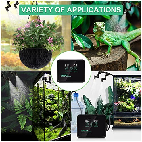 FOUDOUR Reptile Humidifiers Misting System for Reptile Terrariums Rainforest Sprayer Reptile Fogger with Timing Controller for Reptiles/Chameleons/Herbs