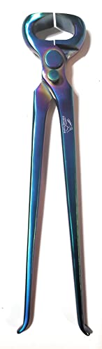 Equine Care 10 Inches Pre Loaded Inner Spring Multi Color Farrier Hoof Nippers.