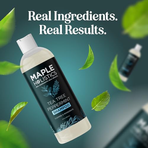 Rosemary Tea Tree Mint Shampoo - Clarifying Shampoo for Build Up and Flakes with Peppermint Oil and Tea Tree Essential Oil for Dry Scalp Treatment - Deep Cleansing Peppermint Tea Tree Shampoo (8oz)