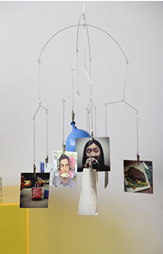 Kikkerland Hanging Display Photo Hanger Picture Collage Clip Mobile, Wall Bedroom Decor, Chrome Plated Steel