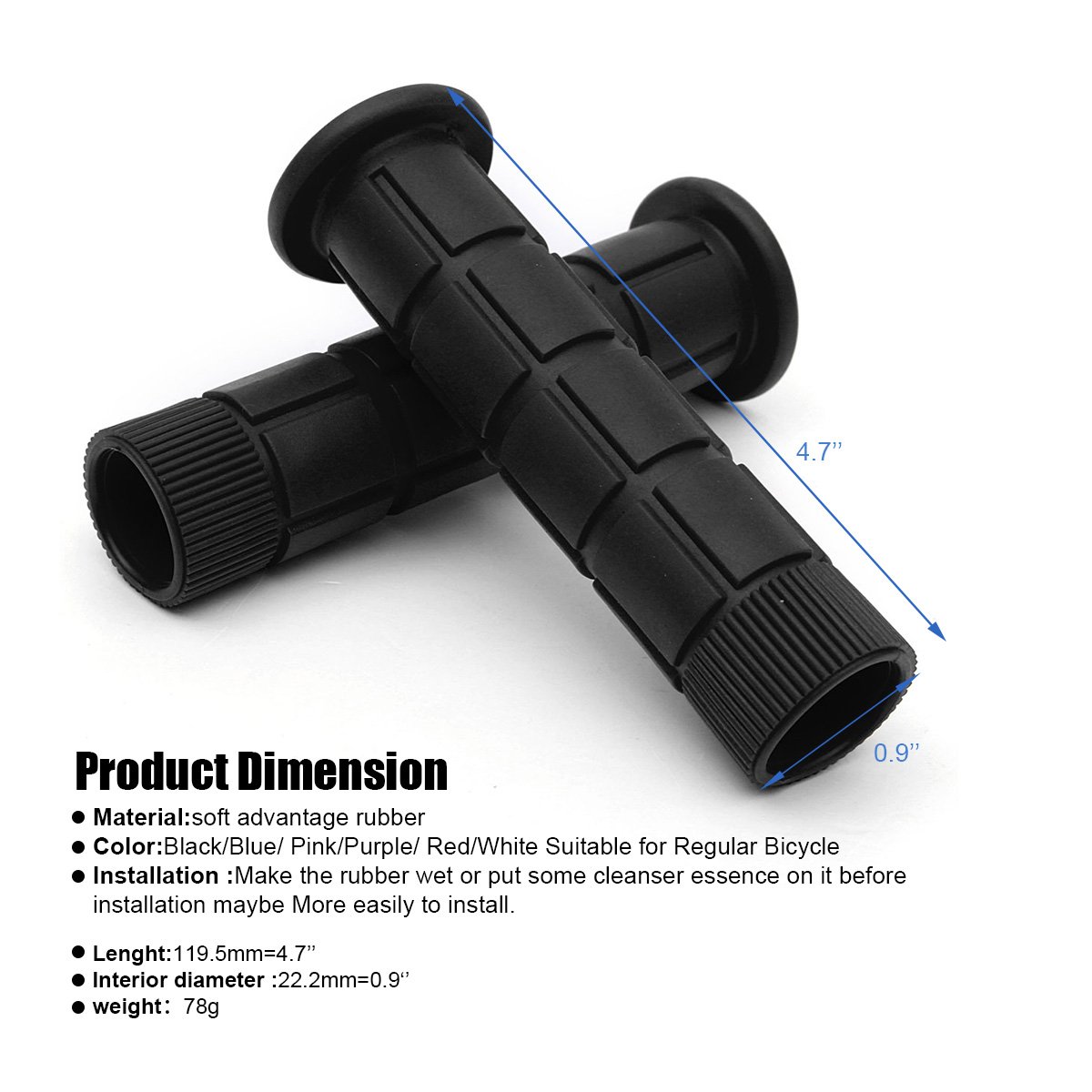 Bike Handle Grips BRGOOD Handlebar Grips Non-Slip Rubber Bicycle Grips for Adults Fits Mountain Cruiser Scooter Foldable Bicycle Tricycle BMX MTB