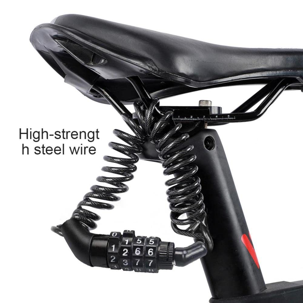 Bike Helmet Coded Lock Password Steel Cable Motorcycle Padlock Anti Theft Portable Bicycle Locking Tool