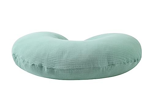 Muslin Nursing Pillow Cover Soft 100% Cotton Feeding Pillow Slipcover Fits Standard Infant Nursing Pillow or Positioner for Boy and Girl, Green