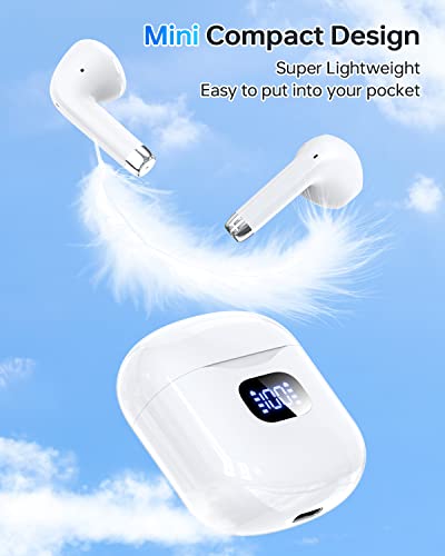 KTGEE Wireless Earbuds, Bluetooth 5.3 Headphones 40Hrs Playtime with Charging Case, IPX5 Waterproof Stereo in-Ear Earphones with Microphone for iPhone Android Cell Phone Sports Workout Gaming, White