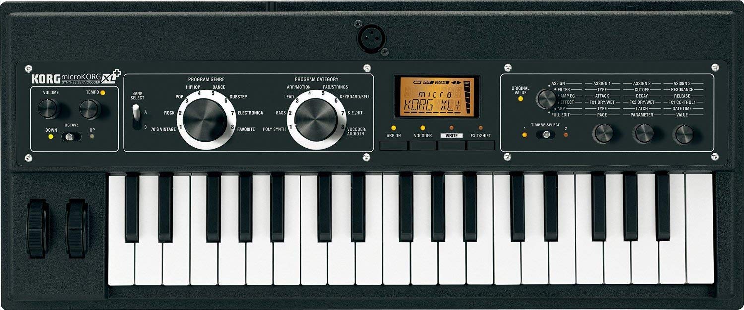 Korg microKORG XL+ 37-Key Synthesizer/Vocoder Bundle with Knox Gear Keyboard Stand and 1/4-Inch to 1/4-Inch 8mm TS Cable (2-Pack) (4 Items)