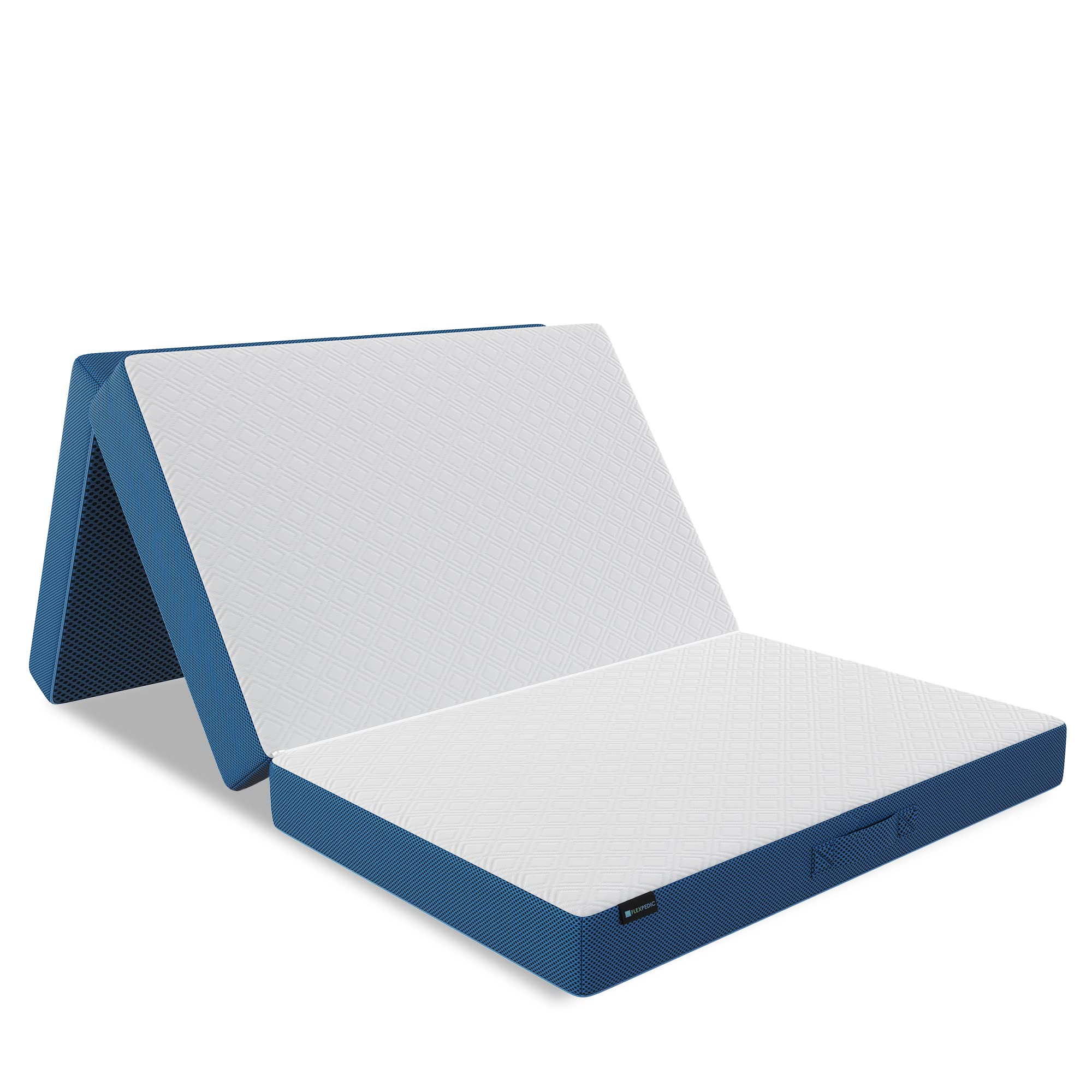 FlexPedic Tri Folding Mattress, Tri-fold Memory Foam Mattress Pressure-Relief, Gel-Infused Foldable Mattress with Washable Cover, Portable Bed Tri Fold Mat RV Bunk Camping, Queen Size 4 Inch