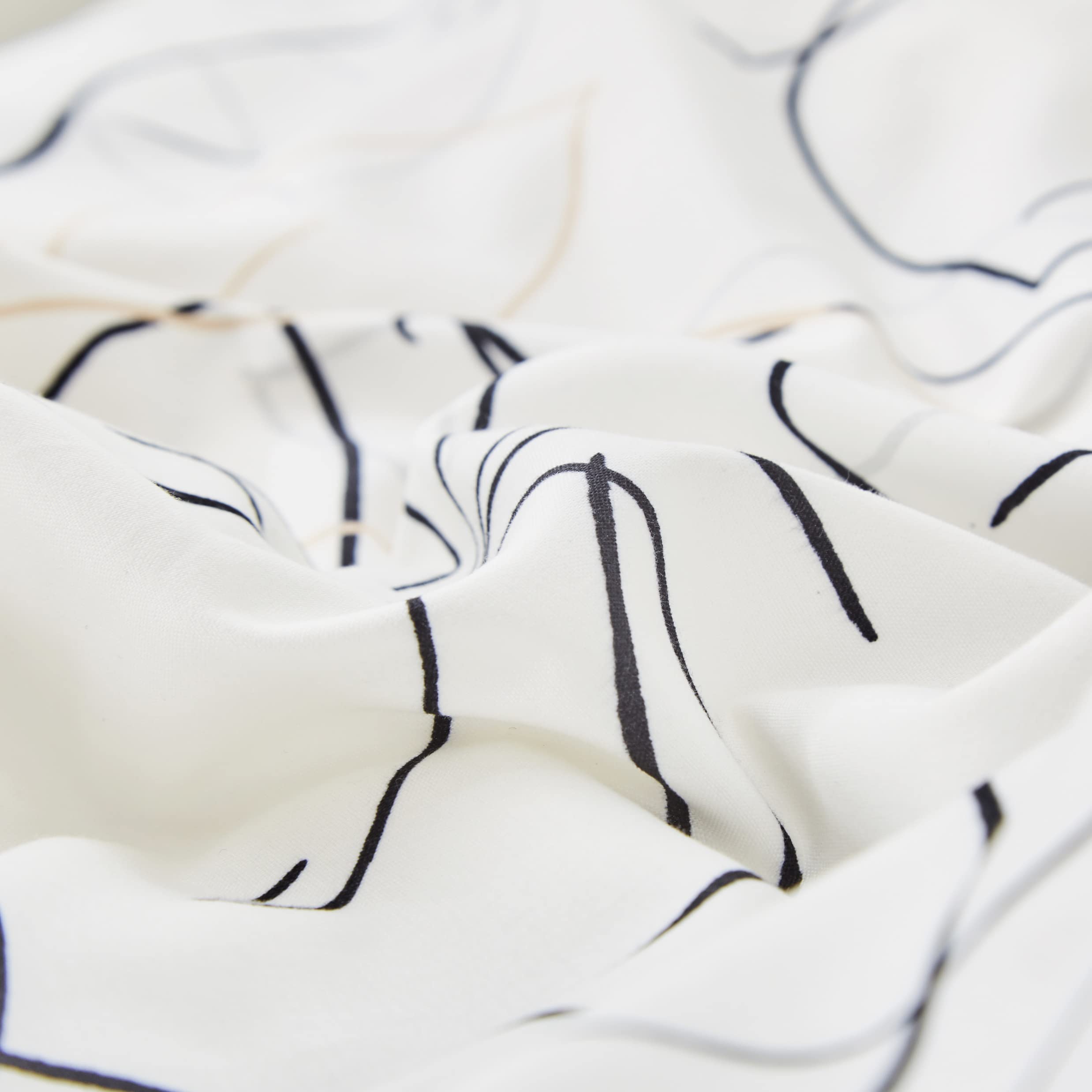 Tache Modern Abstract Floral Leaf Minimalist Line Art White Black Grey Gold Duvet Cover, King