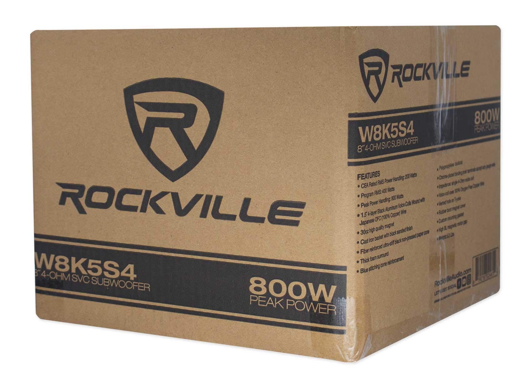 Rockville K5 W8K5S4 8" 800w 4 Ohm Car Audio Subwoofer Sub 200w RMS CEA Rated!, Black