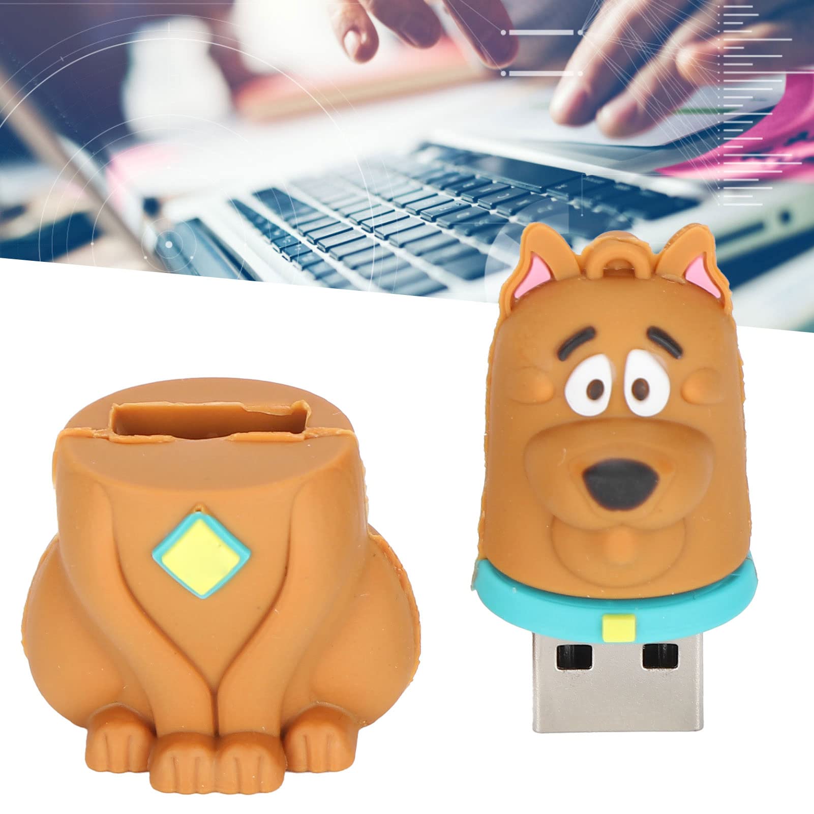 Cartoon Animal Dog USB Flash Drive, High Speed USB 2.0 Memory Thumb Stick U Disk Zip Drive Thumb Drive for School Kids and Students(128GB)