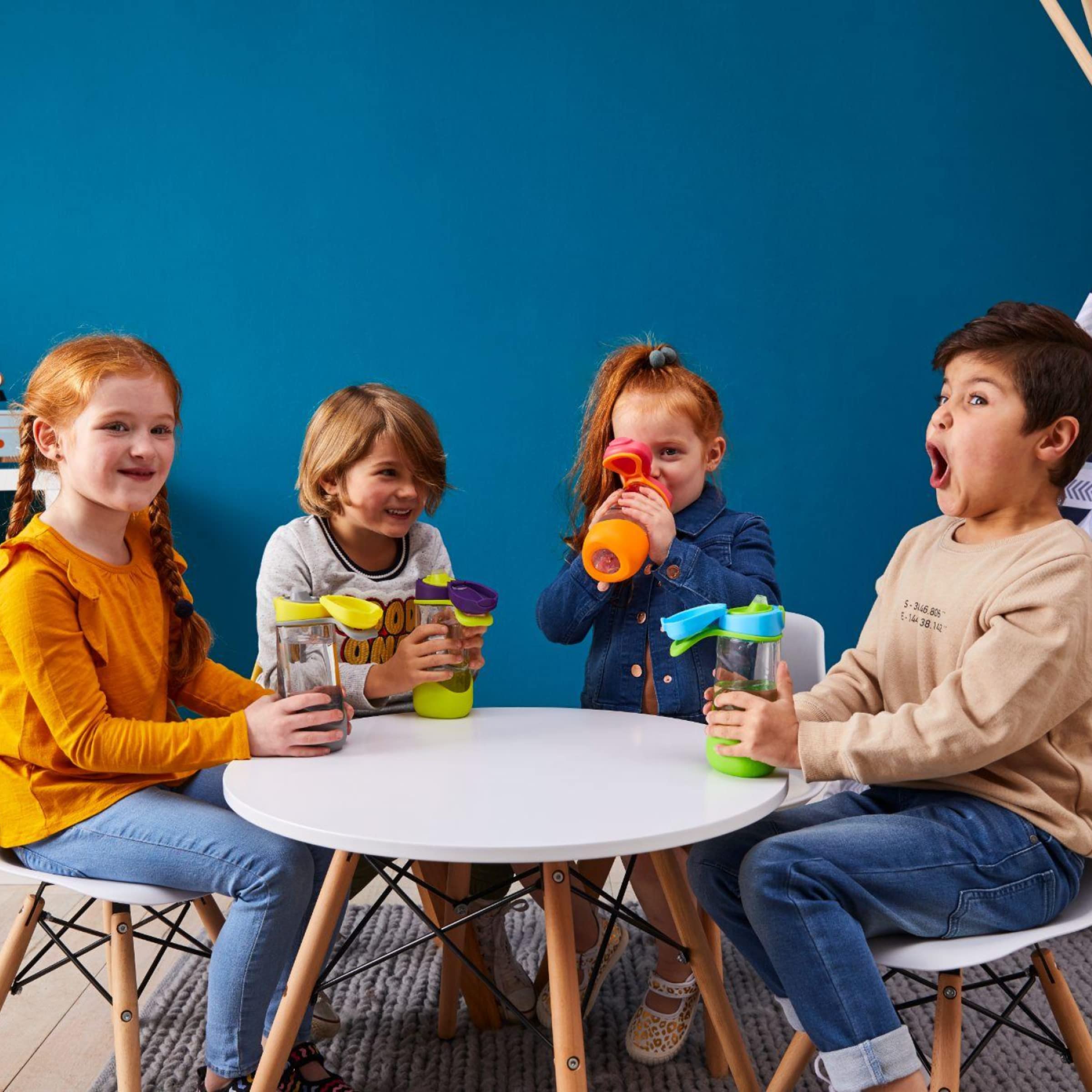 b.box 15oz Sport Spout Bottle: Kids Water Bottle with Durable Tritan. Silicone Spout with Flip Top Lid, Leak Proof, Spill Proof, BPA Free (Ocean Breeze, 15 oz)