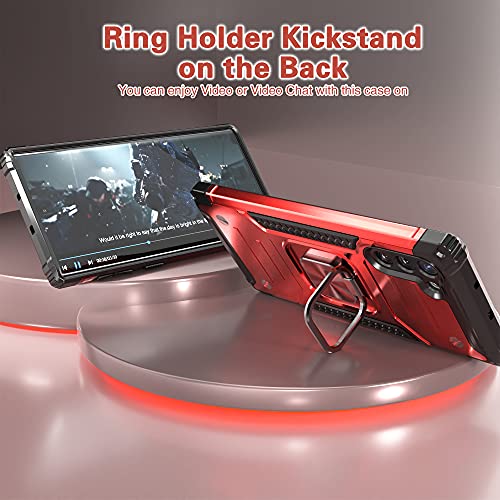 IDYStar Galaxy Note 10 Case for Women Girls, Hybrid Drop Test Cover with Card Mount Kickstand Slim Fit Protective Phone Case for Galaxy Note 10, Red