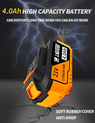 Cordless Impact Wrench,450NM(332ft·lbs) High Torque ,Brushless Motor,1/2 inch impact gun with a 4.0Ah Li-Ion Battery, Suitable for family cars…